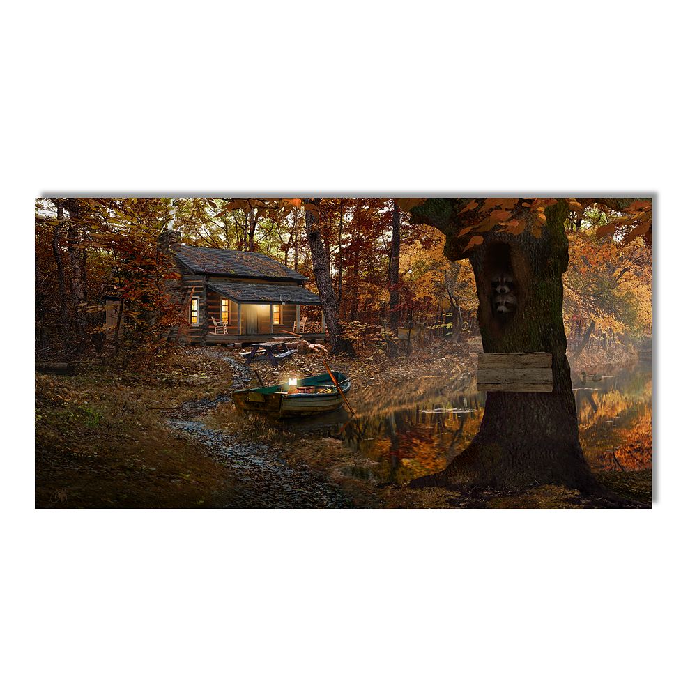 Lakehouse Large Wood Block Mount Wall Art
