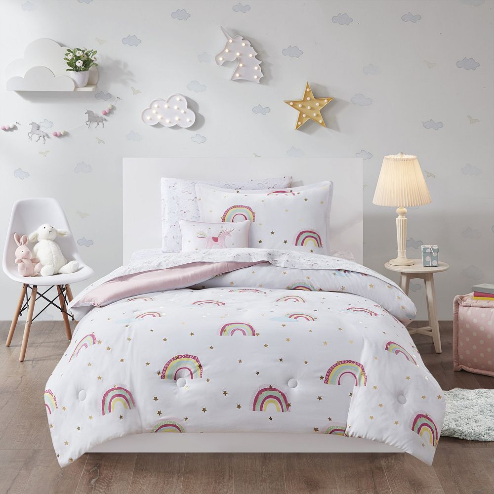 Intelligent Design Mia Rainbow and Metallic Stars Comforter Set with ...