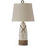 Table Lamp Distressed White Finish Cream Hardback Canvas Shade