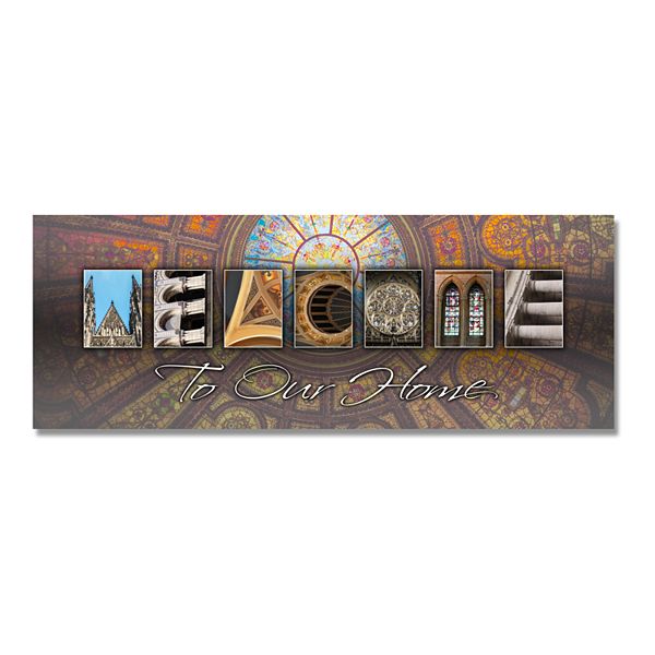 Cathedral Architecture "Welcome" Block Wall Art
