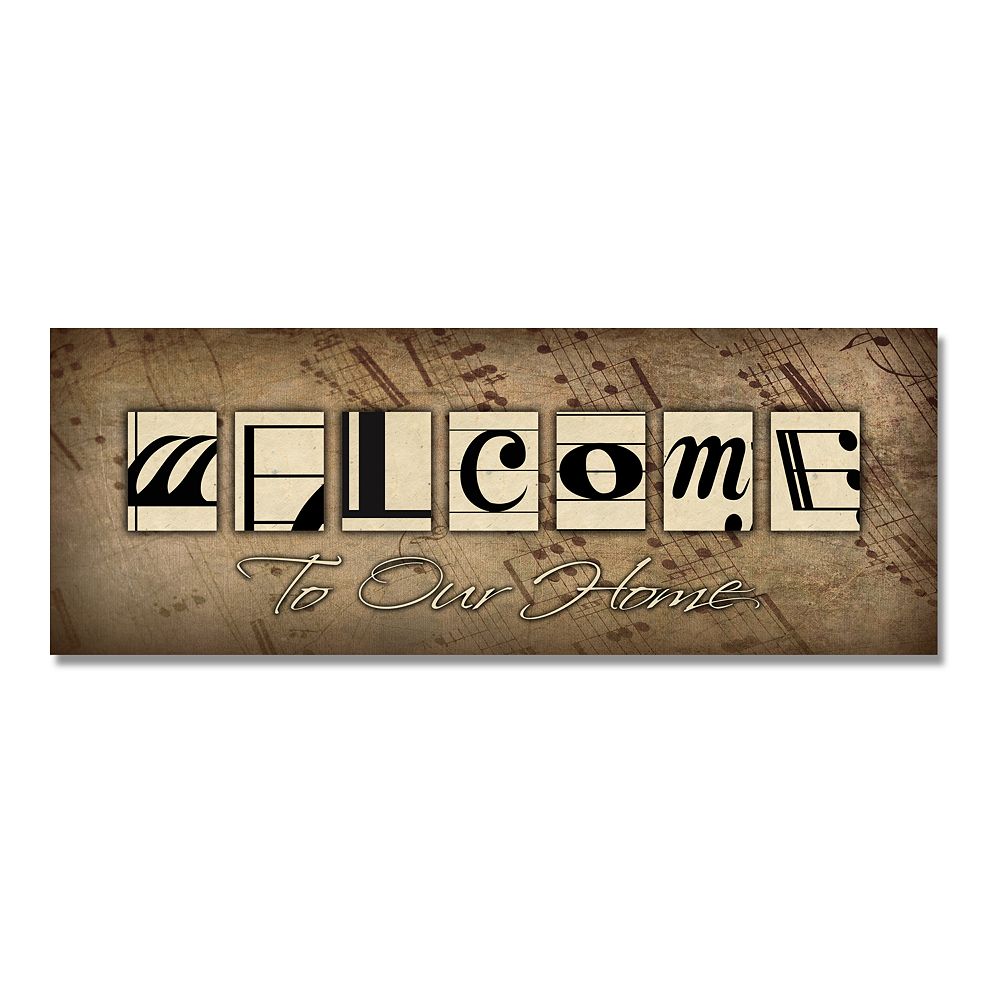 Music Notes "Welcome" Block Wall Art