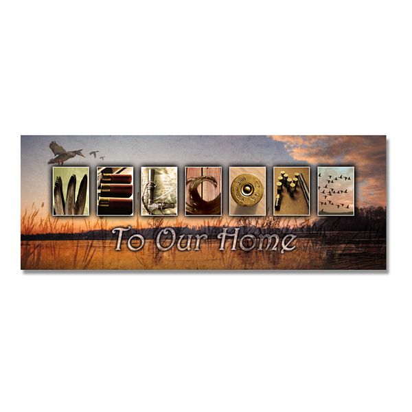 "Duck Hunting - Welcome" Block Mount Wall Art