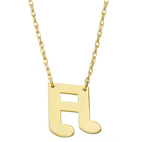 10k Gold Music Note Pendant Necklace