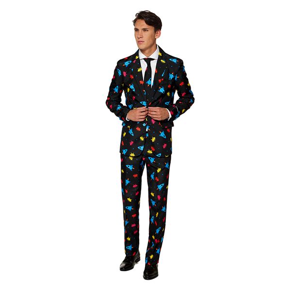 Men's Suitmeister Slim-Fit Novelty Pattern Suit & Tie Set