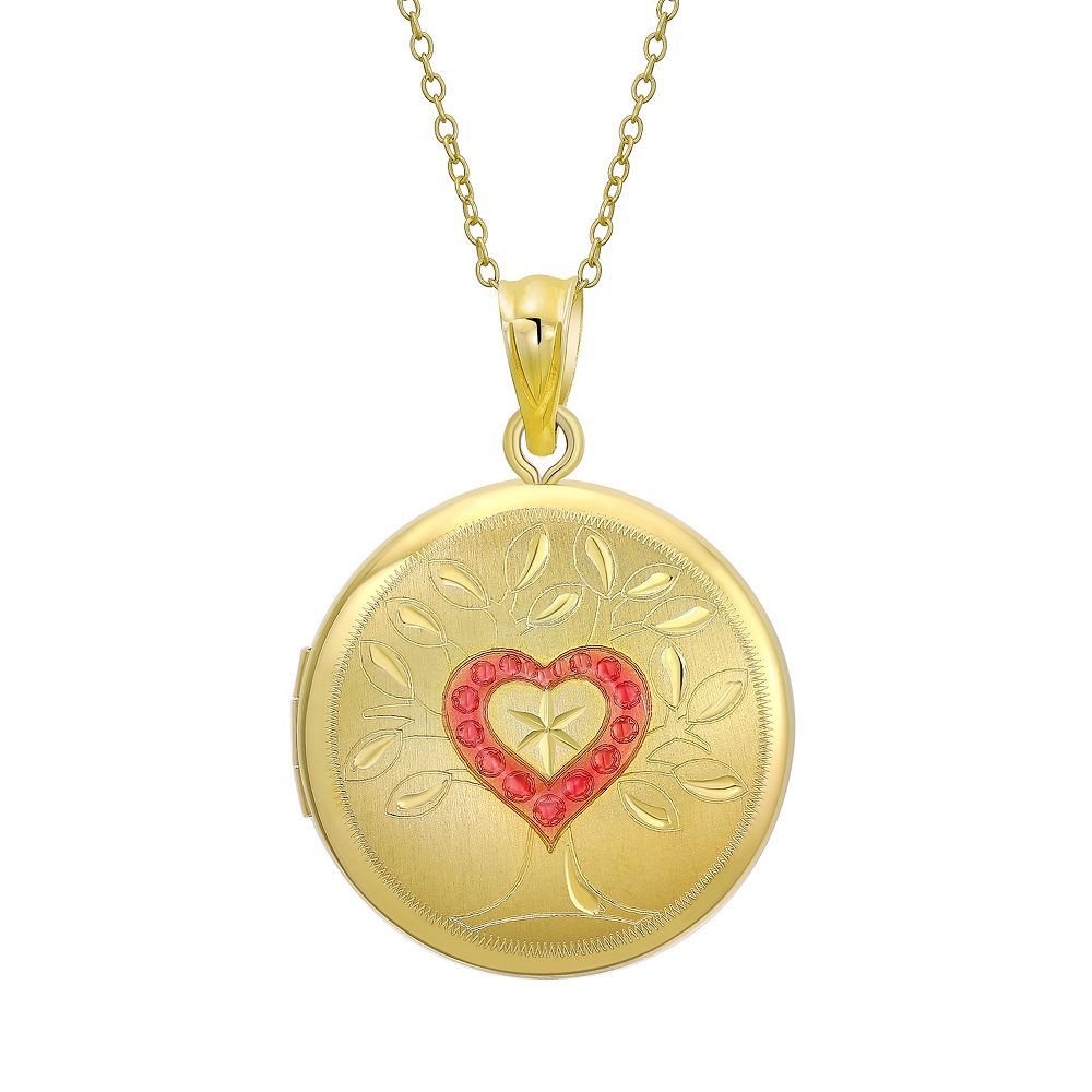 Argento Forte Gold Tone Sterling Silver Tree of Life Locket Necklace