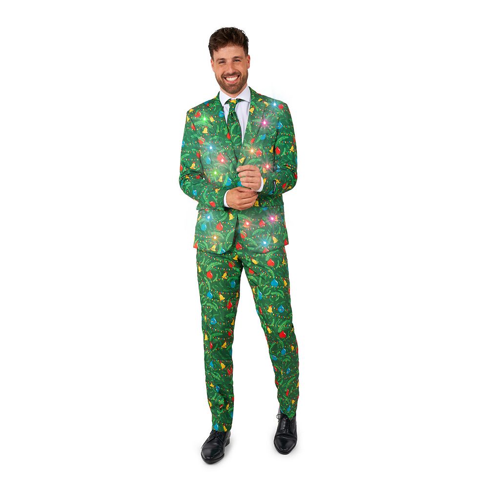Men's Suitmeister Christmas Green Tree Light Up Suit