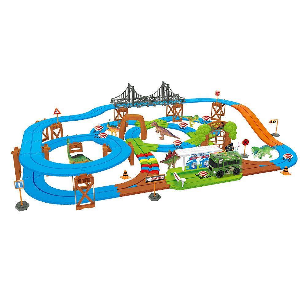 World Tech Toys Dino Safari Galaxy Flex-Track 115 Piece With Intelli-Bus