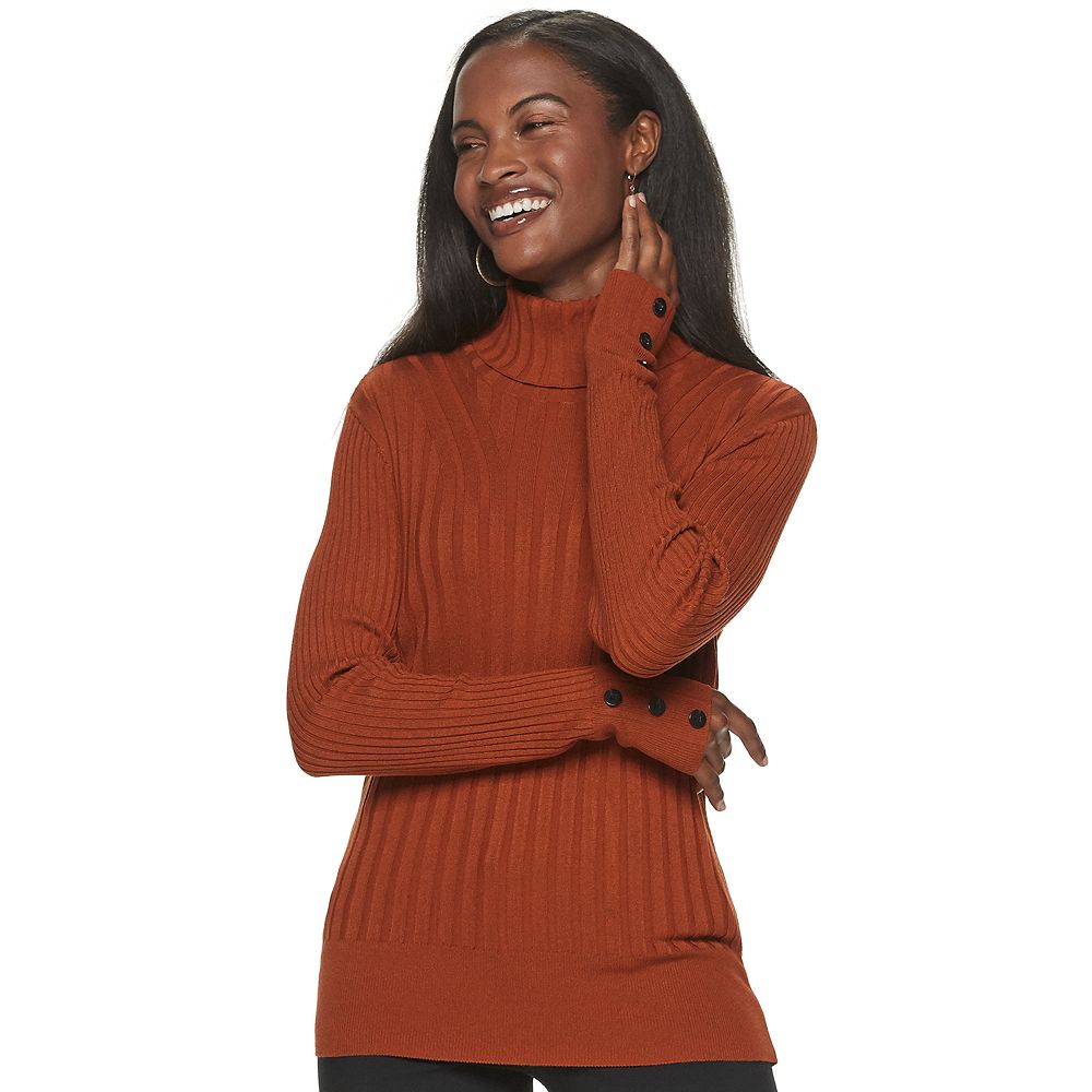 Women's Apt. 9® Transfer Rib Turtleneck Sweater