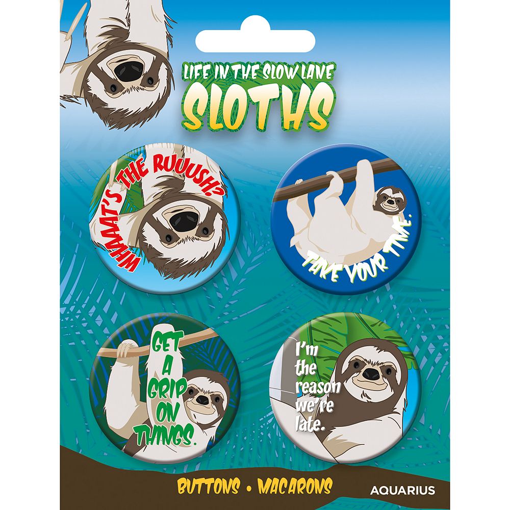 GAMAGO Sloths Button 4 Pack