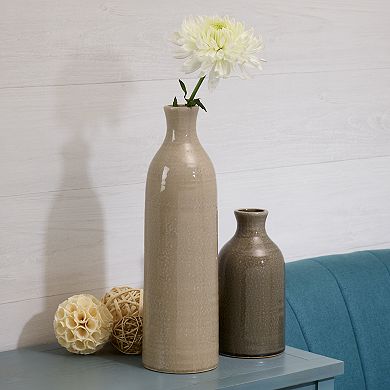 Scott Living Oasis Smooth Gray Ceramic Shoulder Vase