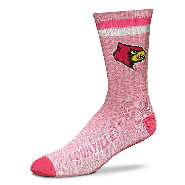 Women's For Bare Feet Louisville Cardinals Pretty in Pink Crew Socks