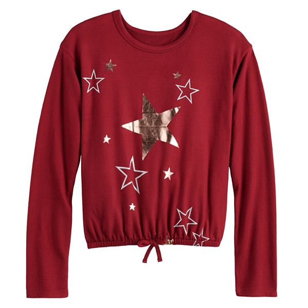 Girls 7-16 SO® Foil Print Long Sleeve Top