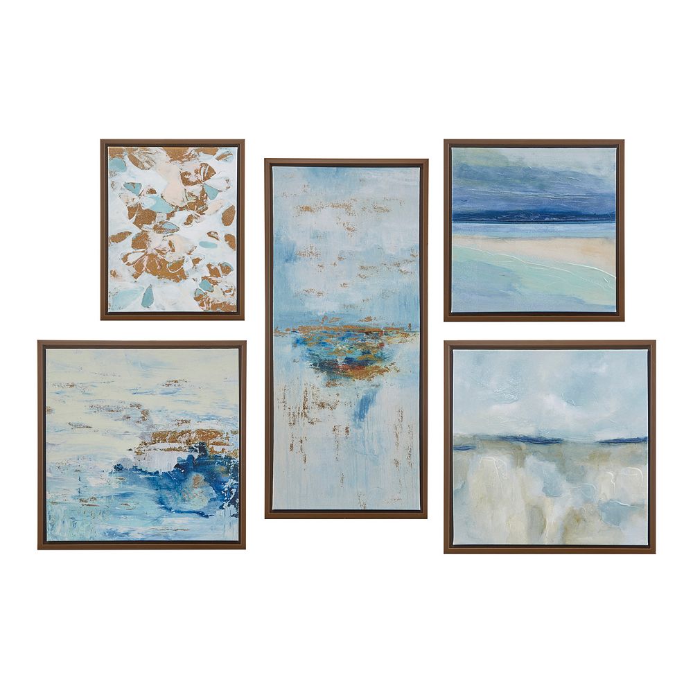 Madison Park Blue Horizon Framed Canvas Wall Art 5-piece Set