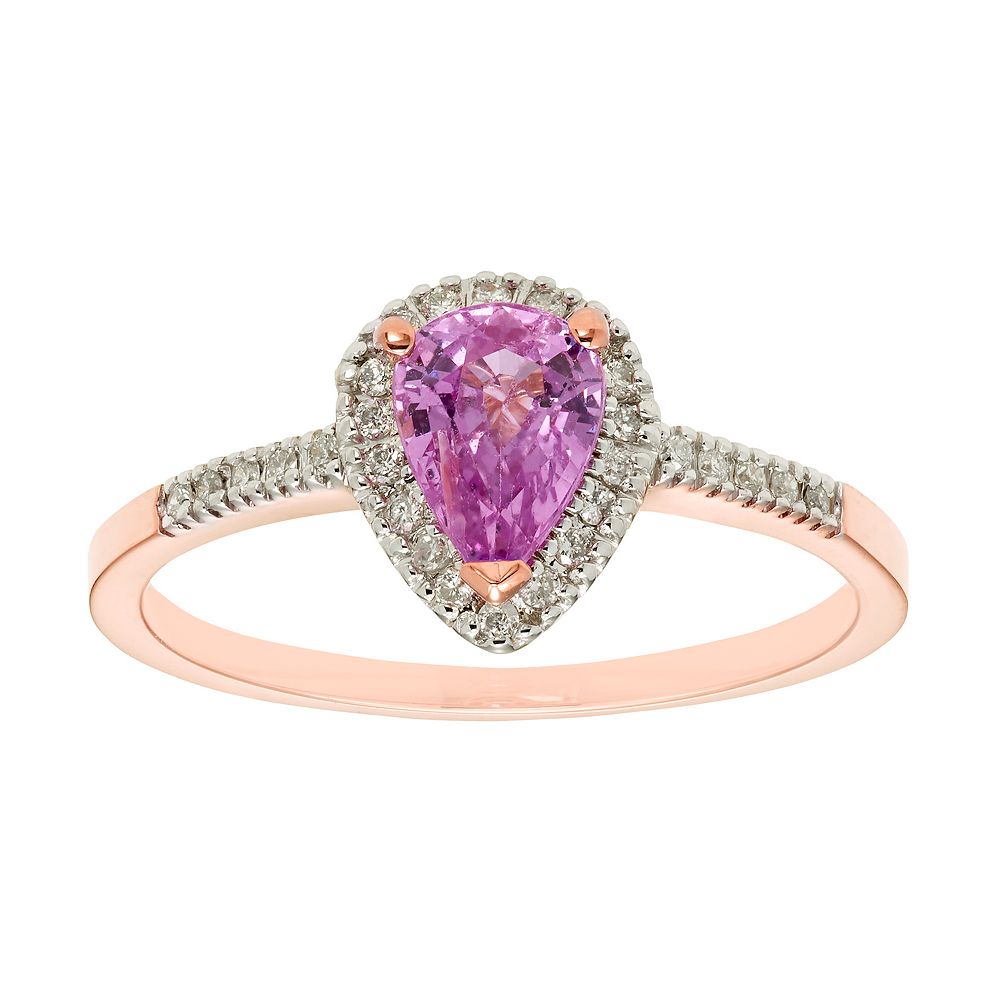 The Regal Collection 14k Gold Pink Sapphire & 1/10 Carat T.W. IGL ...