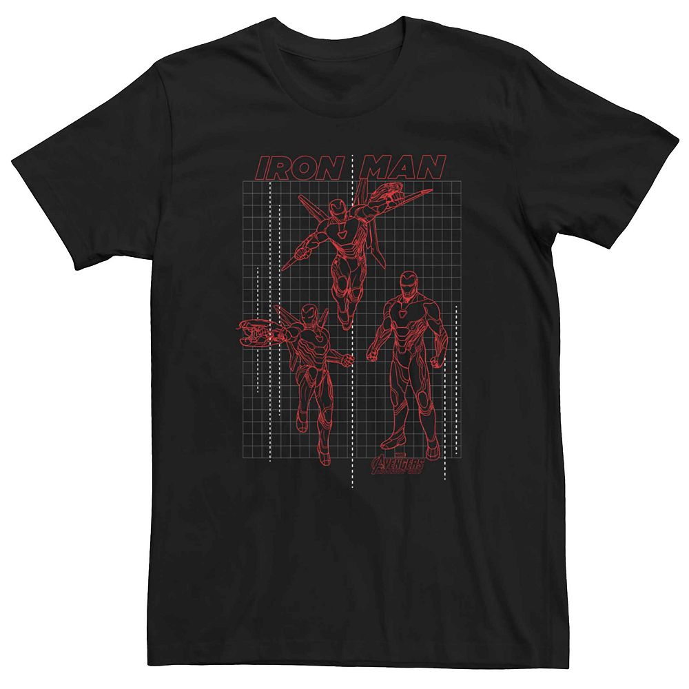 Men's Marvel Avengers Infinity War Iron-Man Schematic Grid Poster Tee