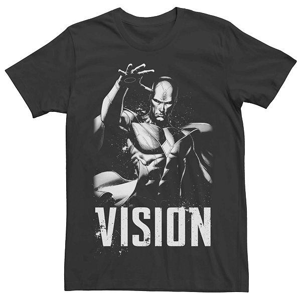 Men's Marvel Retro Vision Black And White Portrait Tee
