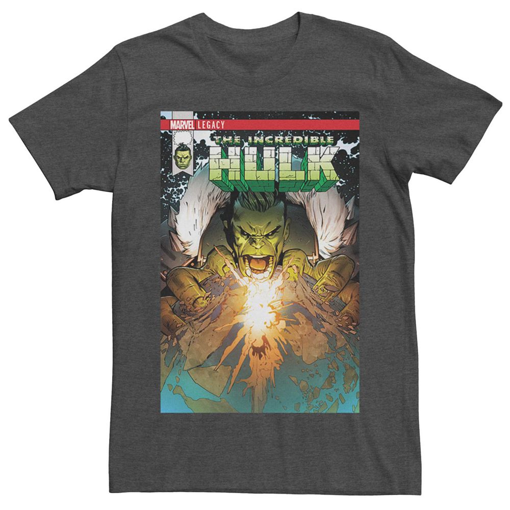 Men's Marvel The Incredible Hulk Planet Grab Comic Cover Graphic Tee