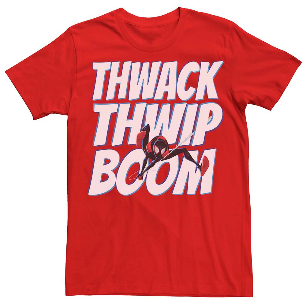 Men's Marvel Spider-Man Thwack Thwip Boom Sound Effects Tee