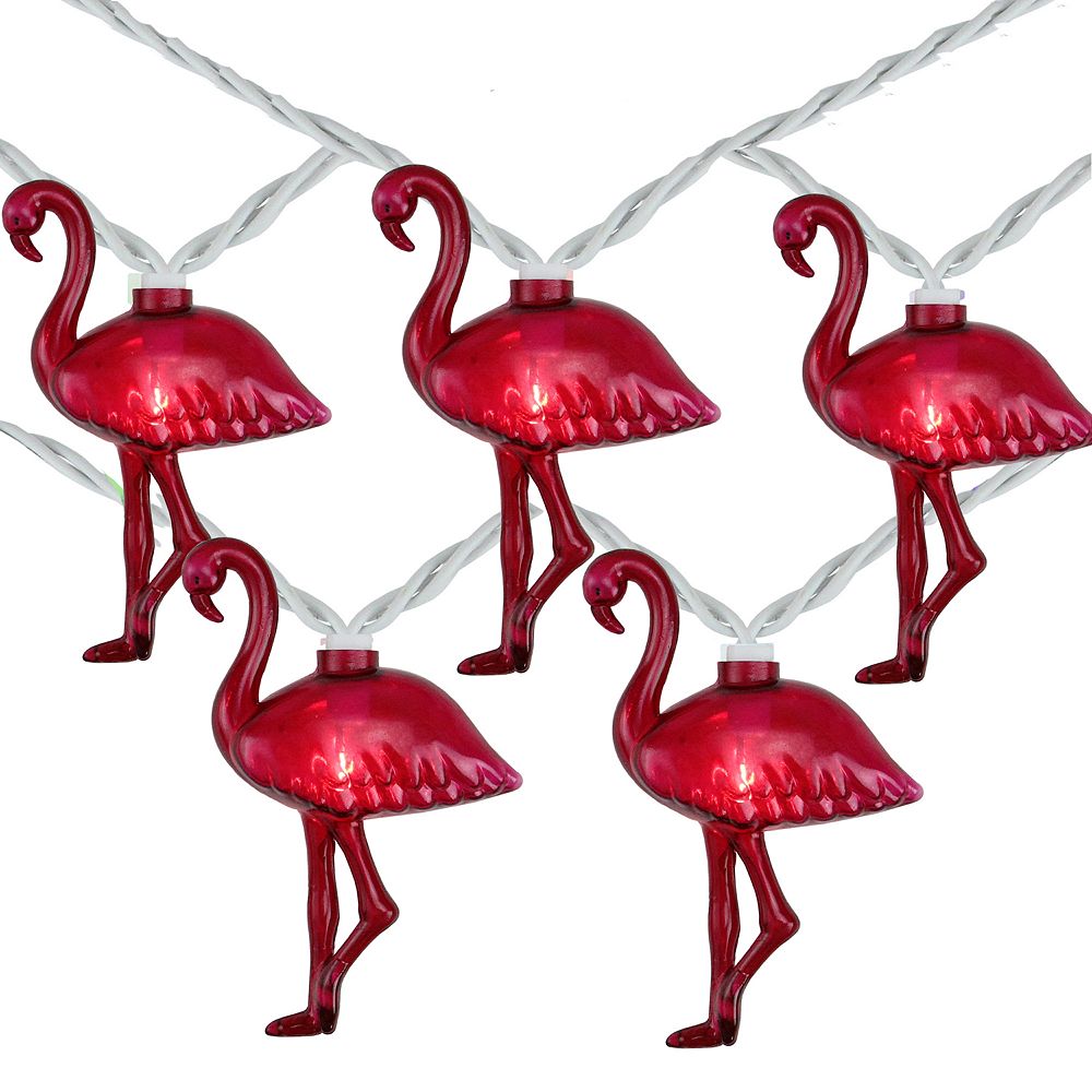 10-Light Pink Flamingo String Lights