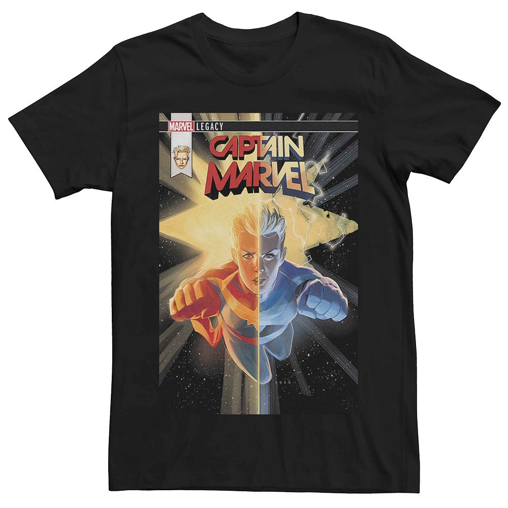 Men's Captain Marvel Split Comic Cover Tee