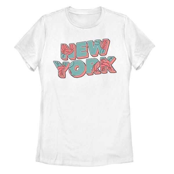 Juniors' New York Retro Rose Graphic Tee