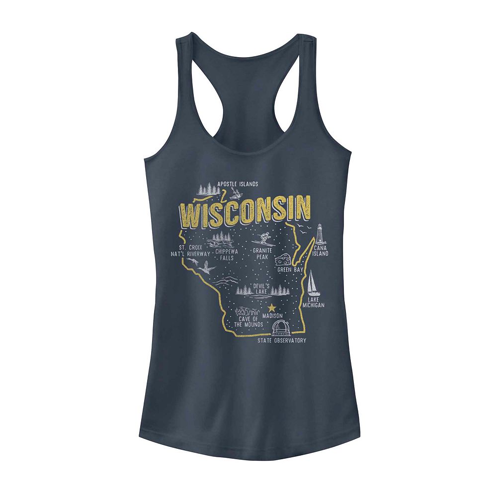 Juniors' Fifth Sun Wisconsin Map Tank Top