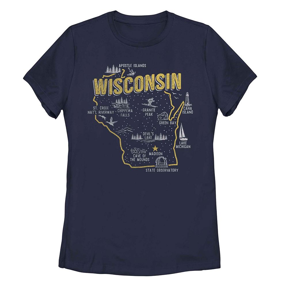Juniors' Fifth Sun Wisconsin Map Tee