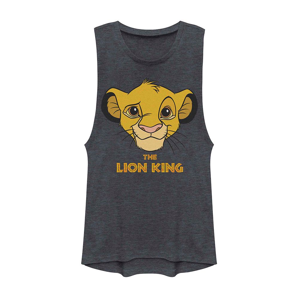 Juniors' Lion King Young Simba Face Muscle Tank Top