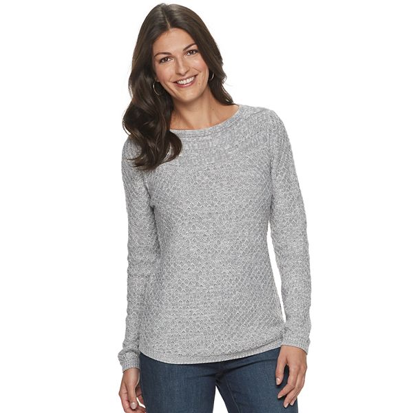 Womens Croft And Barrow® Textured Boatneck Sweater