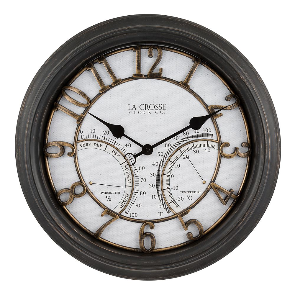 La Crosse Clock 19.7-Inch Indoor/Outdoor Courtyard Silent Sweeping ...