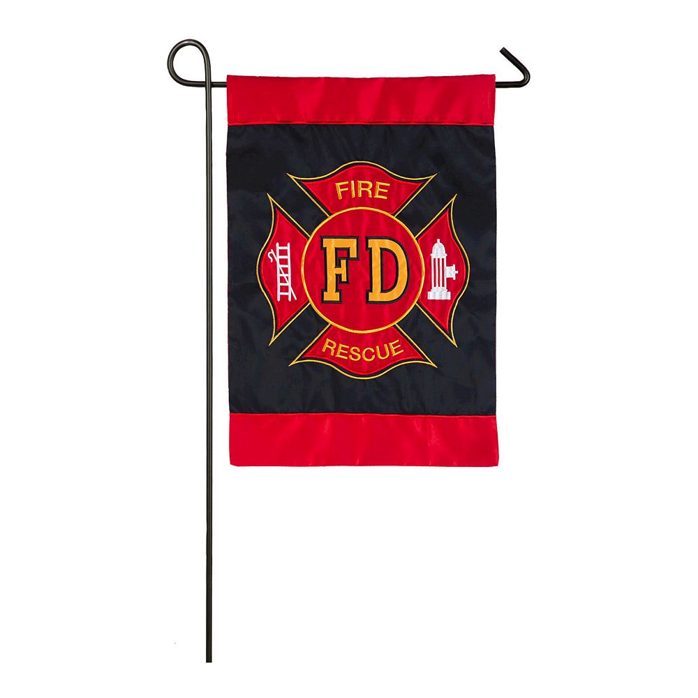 Fire Department Applique Garden Flag