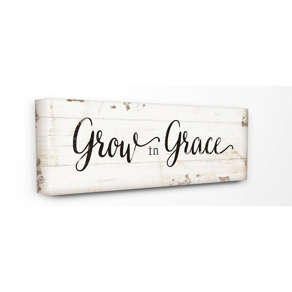 Stupell Home Decor Grow In Grace Cursive Typography Stretched Canvas ...