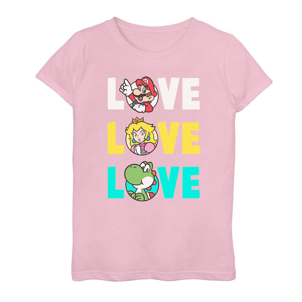 Girls 7-16 Nintendo Super Mario, Peach & Yoshi Love Stack Tee