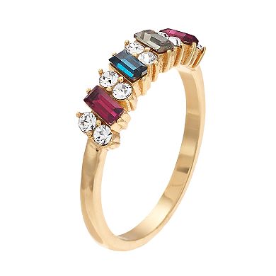 Brilliance Emerald Cut Multicolor Ring with Crystals