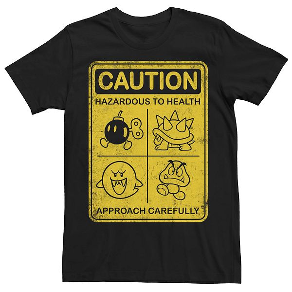Men's Nintendo Super Mario Caution Sign Tee