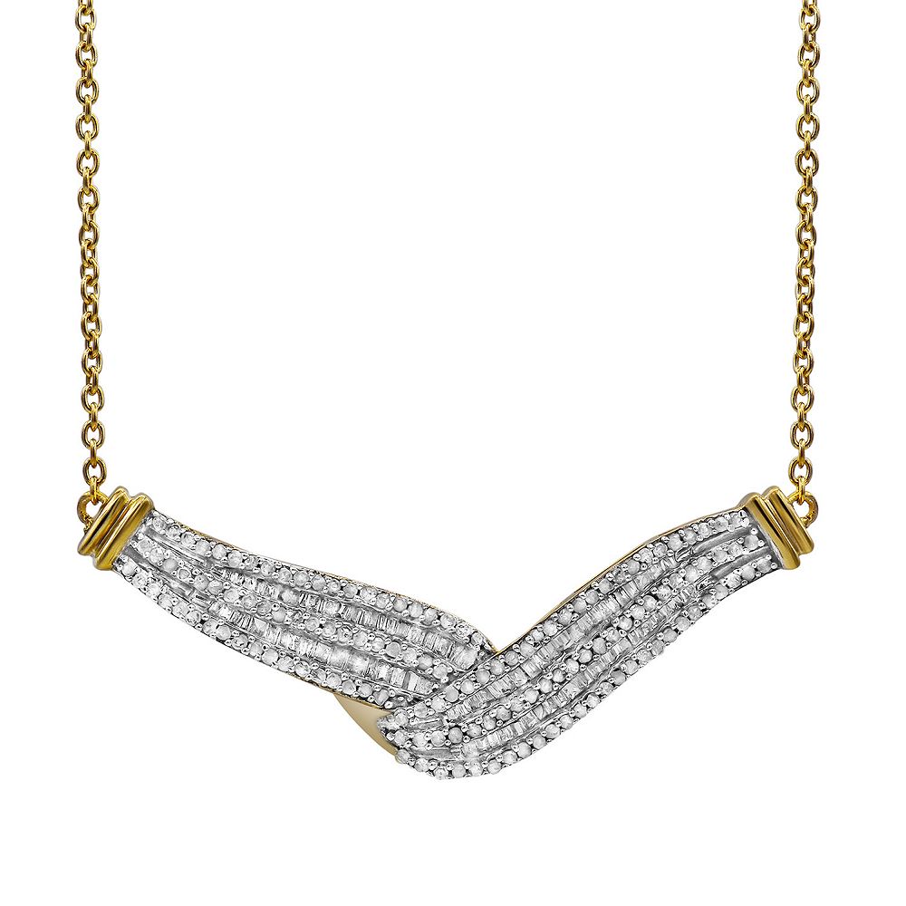 Sterling Silver 1 Carat T.W. Diamond Twist Chevron Necklace