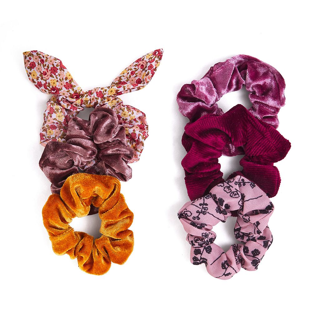 SO® Floral Print & Velvet Scrunchie Set