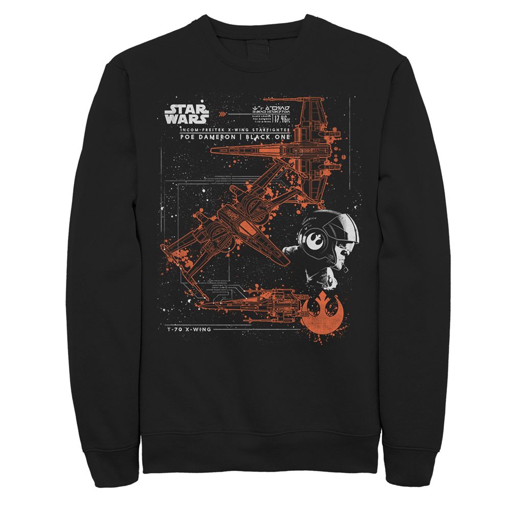 Men's Star Wars Poe Dameron Ship Schematics Poster Fleece