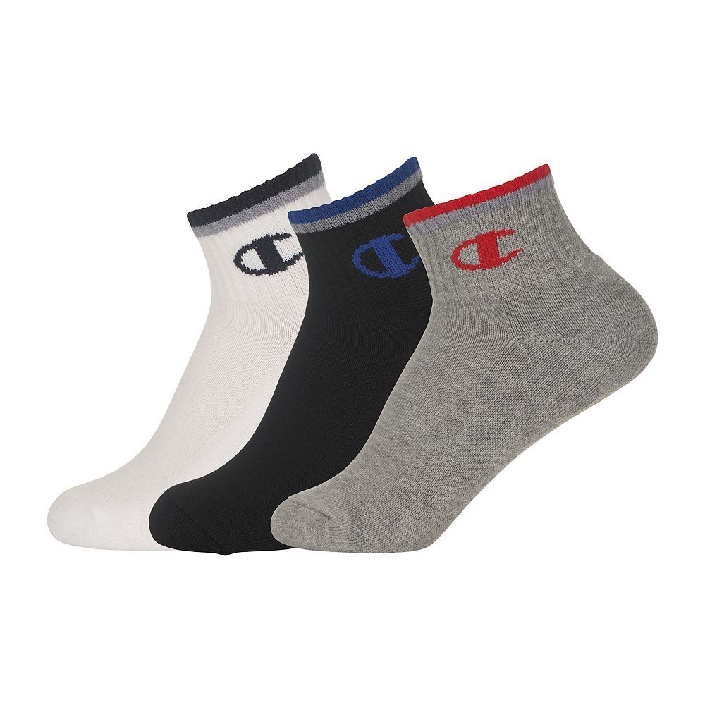 Boys 4-20 Champion® 3-pack Tipping Quarter-Crew Socks