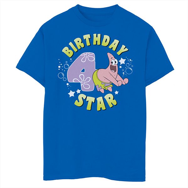 Boys 6-20 SpongeBob SquarePants Patrick 4th Birthday Star Short Sleeve Tee