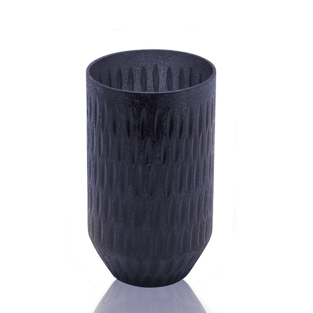 Scott Living Luxe Ink Blue Glass Thumbprint Vase