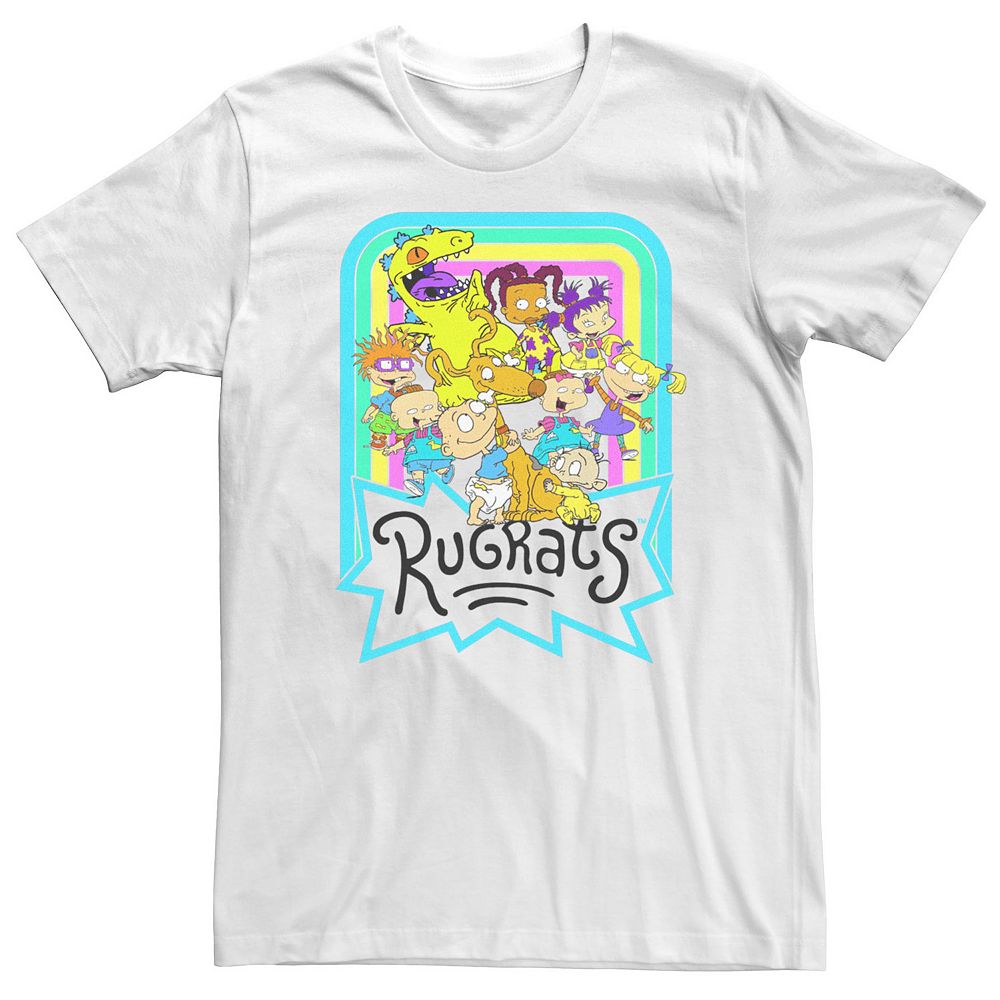 Men's Rugrats Neon Rainbow Group Tee