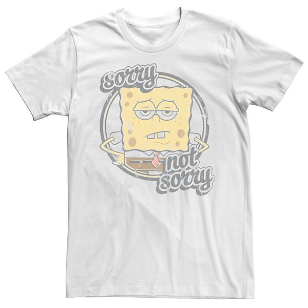 Men's Spongebob Sorry Not Sorry Distressed Circle Portrait Tee
