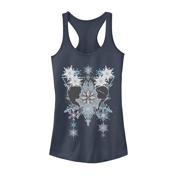 Juniors Frozen Elsa Anna Snowflake Portrait Tank Top