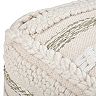 Simpli Home Sommer Contemporary Square Pouf - Natural Handloom Woven Pattern
