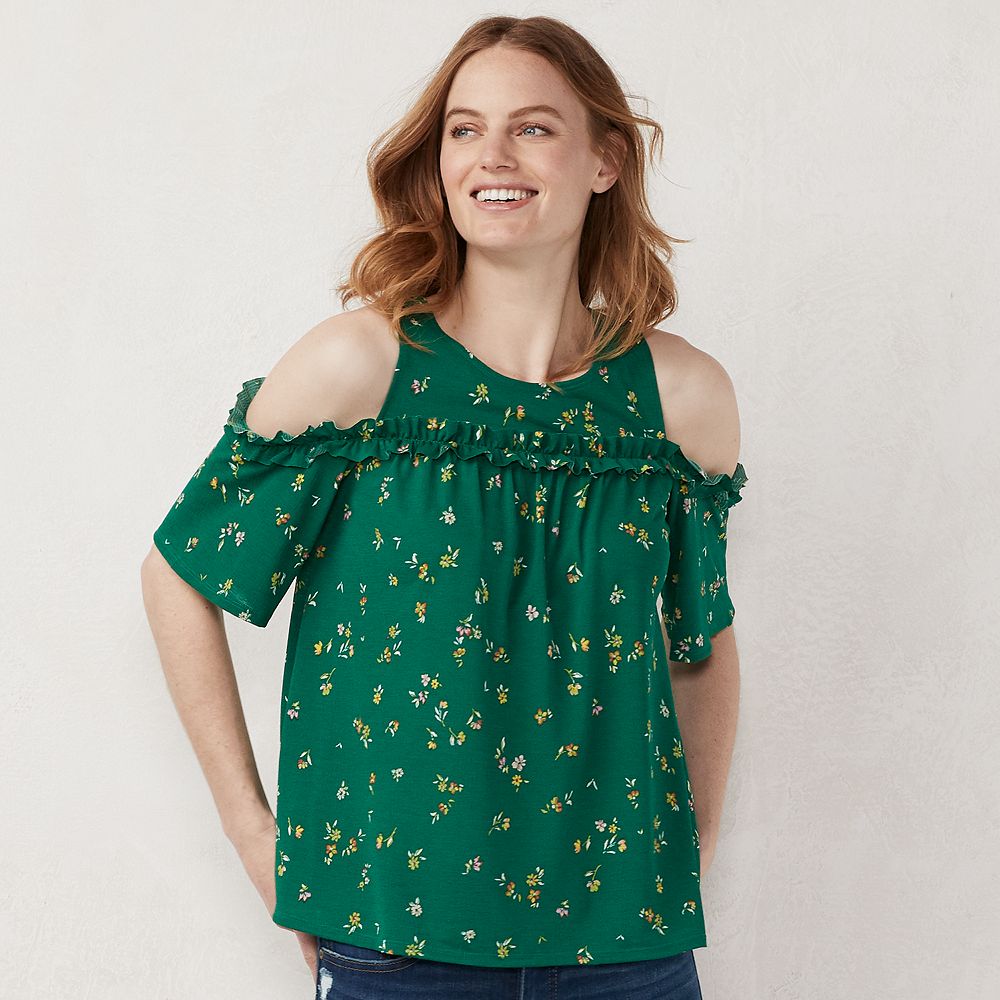 Women's LC Lauren Conrad Ruffle Cold-Shoulder Top