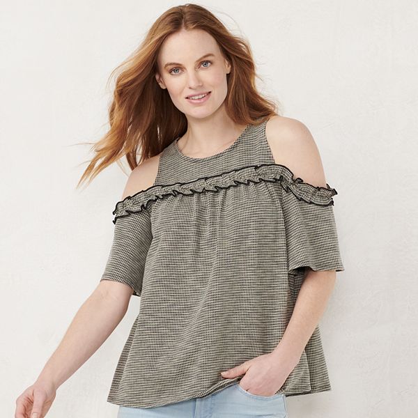 Women's LC Lauren Conrad Ruffle Cold-Shoulder Top
