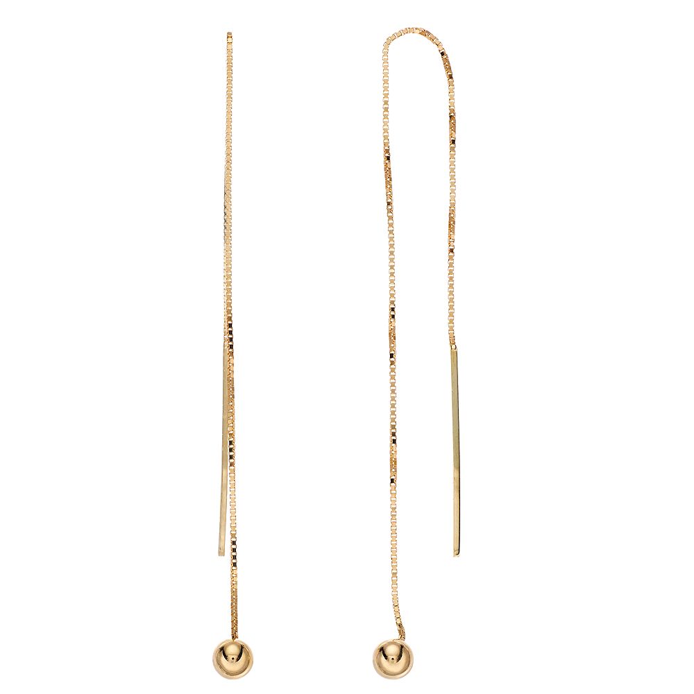 14k Gold Ball Threader Earrings