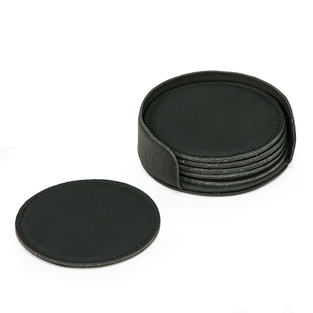 Black Vegan Leather Six-Coaster Set