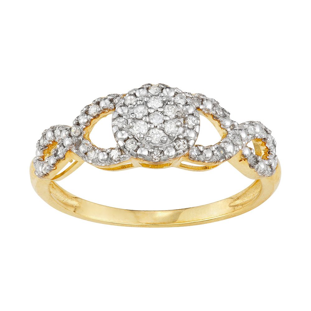 Tiara 10k Gold 1/5 Carat TW Diamond Cluster Ring